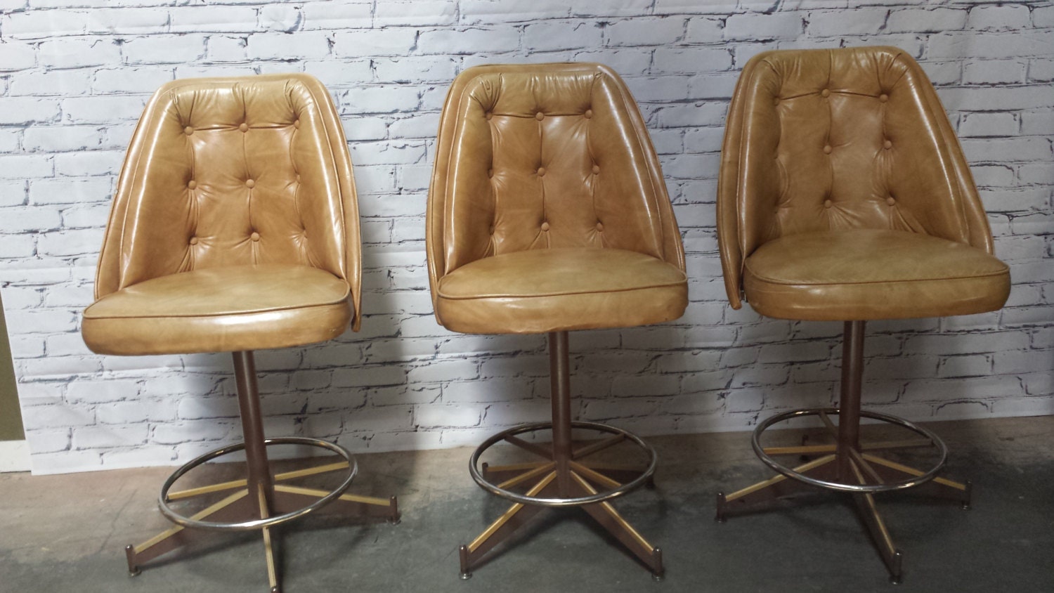 70’s vintage bar stools harvest gold set of three – Haute Juice