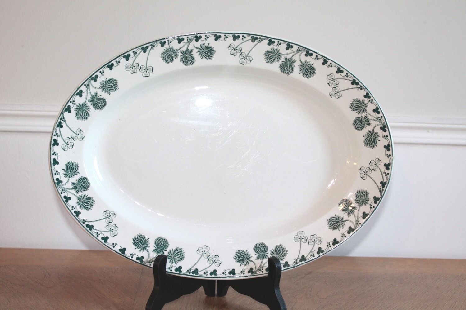 White Ironstone Platter, Vintage Transferware, Oval Serving Plate ...