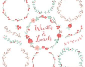 Emma Floral Bunches Clipart & Vectors navy and pink flowers
