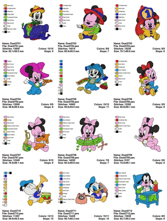 BABY DISNEY Cartoon Character Embroidery Designs Collection