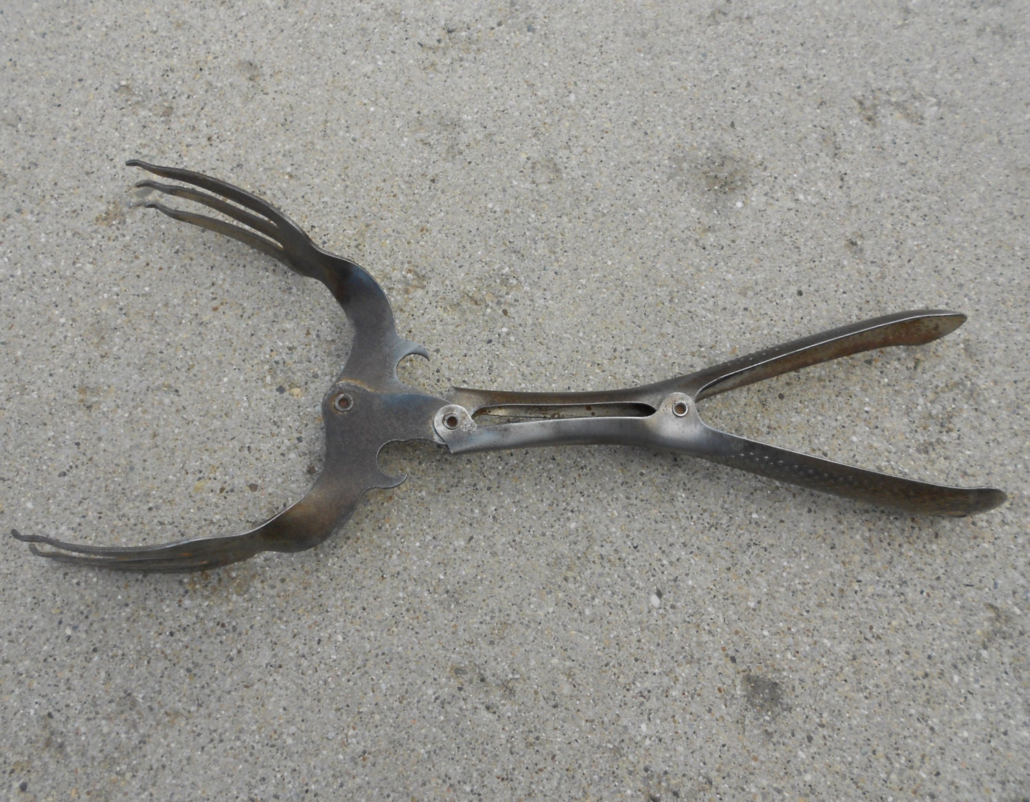Tongs 1930s 40s Made in USA Claw Flipper Canning Serving Utensil Meat ...