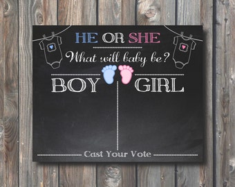 PRINTABLE Baby Gender Voting Chalkboard by HappyFiestaDesign