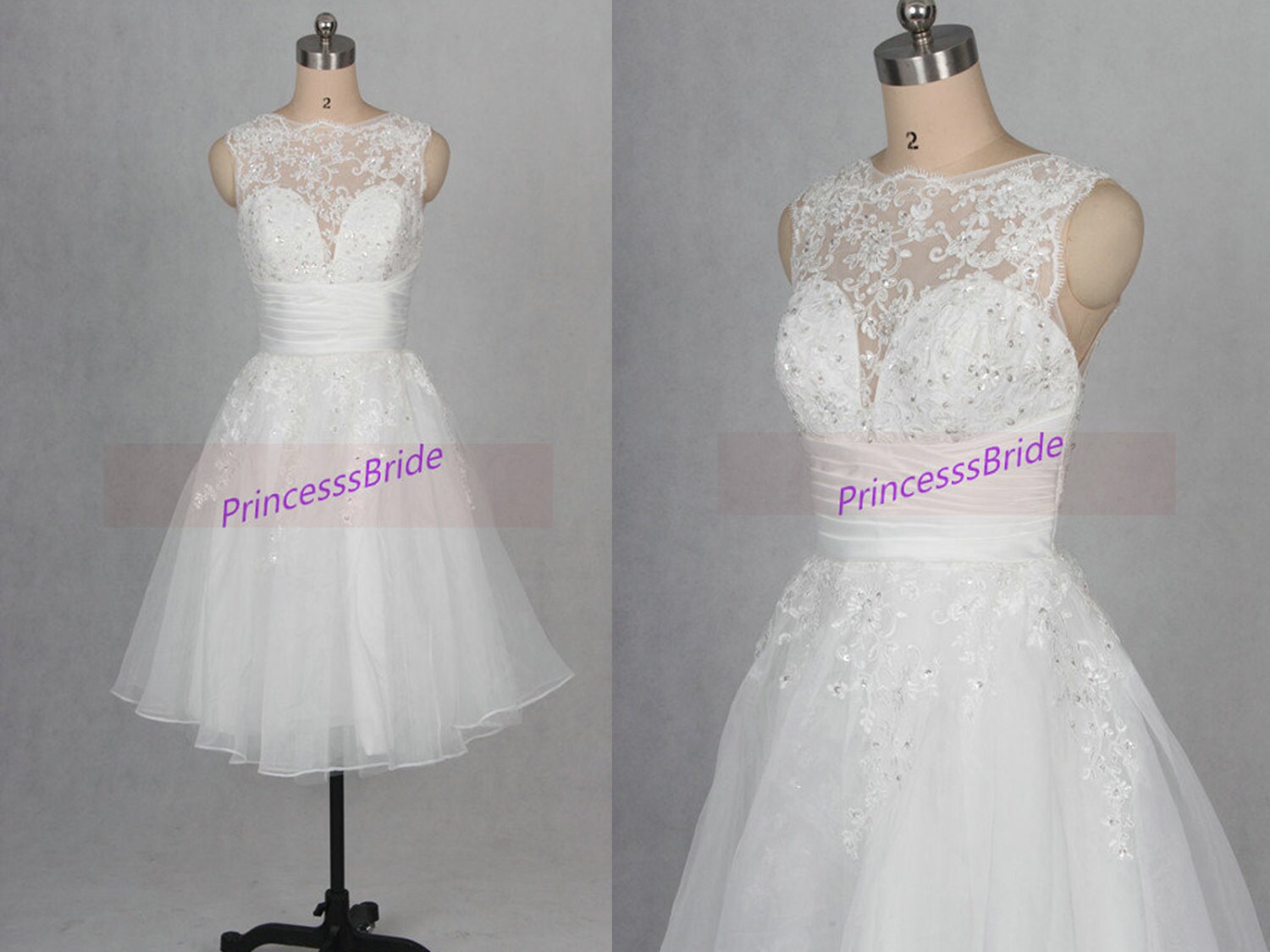 Short White Tulle Homecoming Dress With Lace By Princesssbride