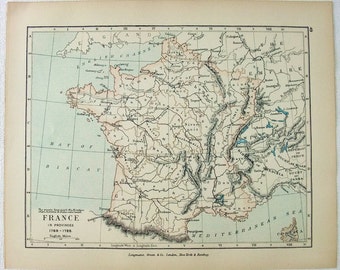 Items similar to DIGITAL Download, Map of FRANCE, 1930s, Color, Old ...