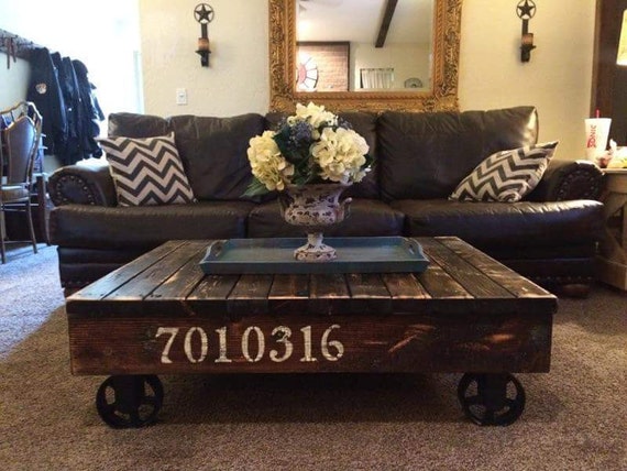 Industrial / Rustic Rail Cart Coffee Table farmhouse-style