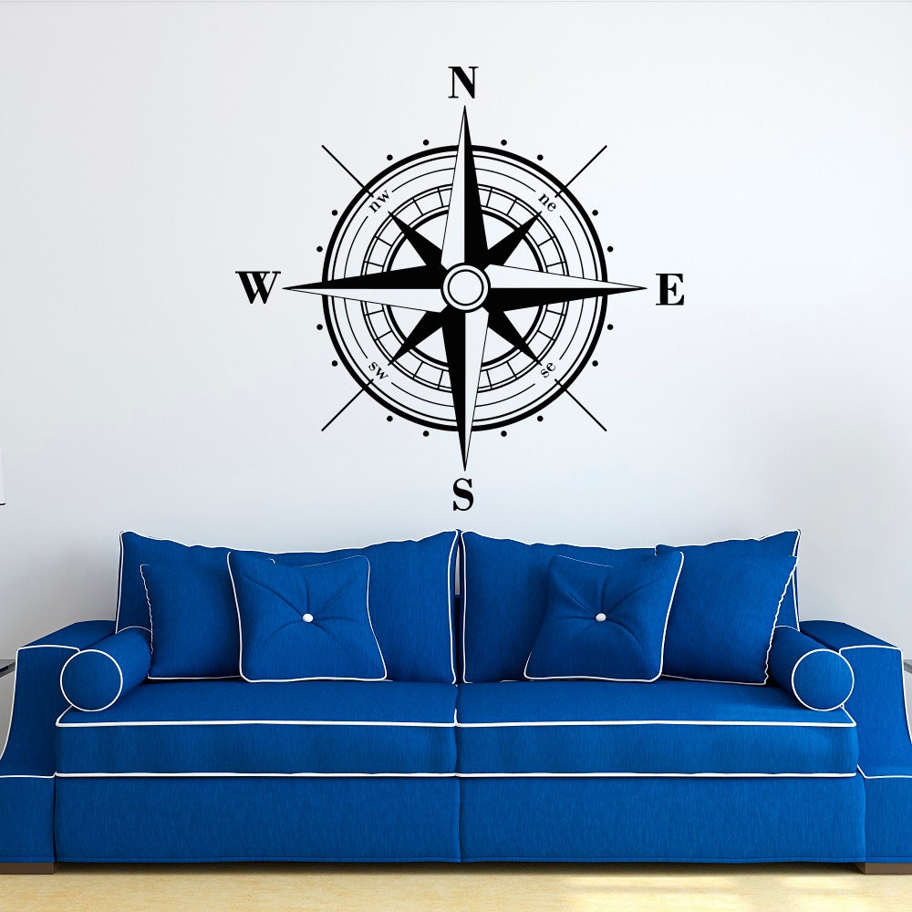 Nautical Compass Rose Wall Decal Nautical Wall by FabWallDecals