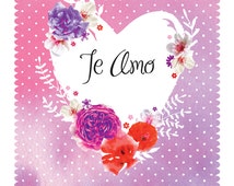 Te Amo...I love you card with roses, cherry blossoms and poppies