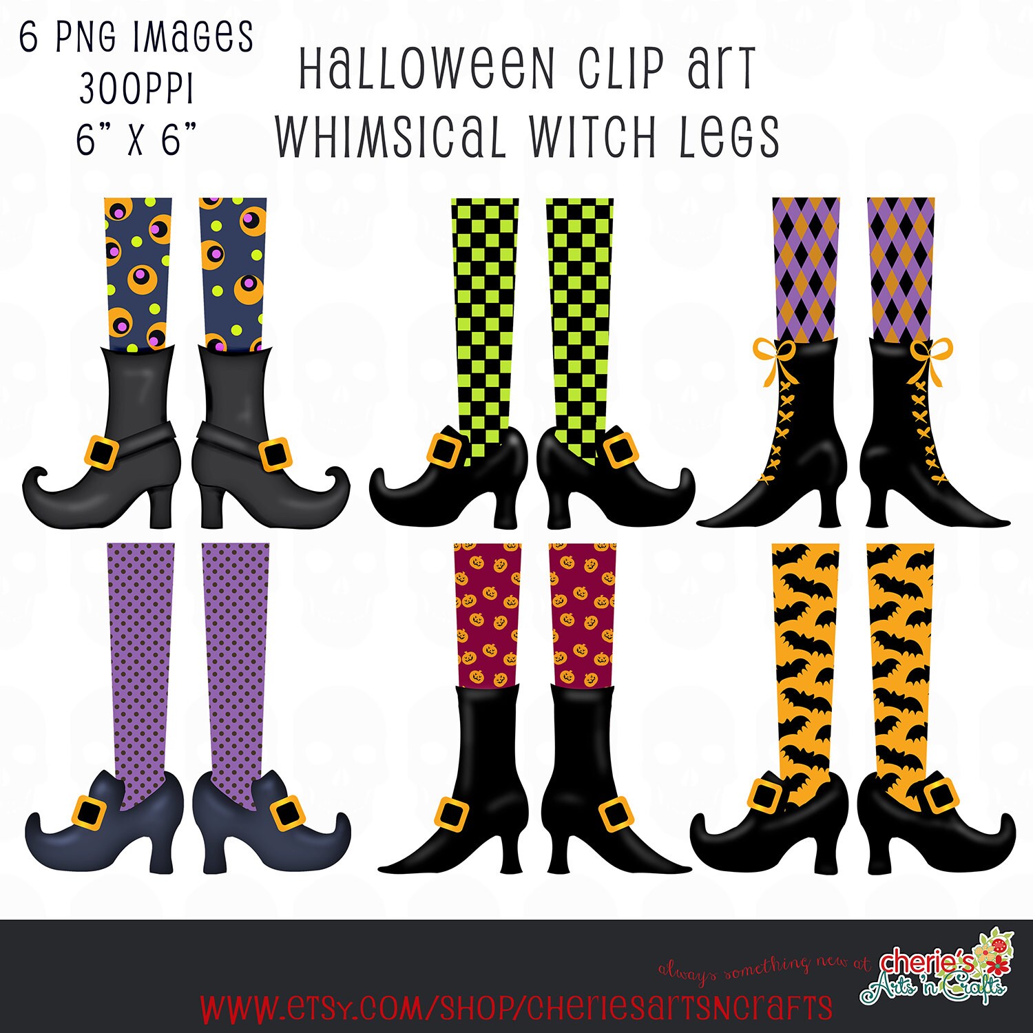 Halloween Clip Art Whimsical Witch Legs Clip Art Set