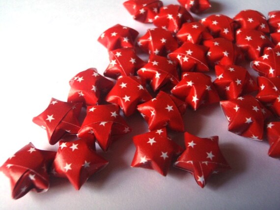 Items similar to Origami Lucky Stars - White Stars on Red (custom ...