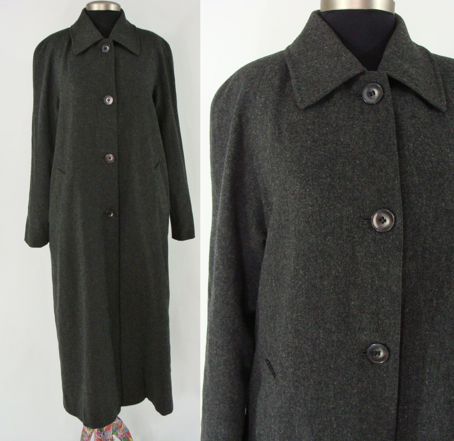 Vintage Pendleton Wool Coat 1980s Grey Long Wool Coat 80s