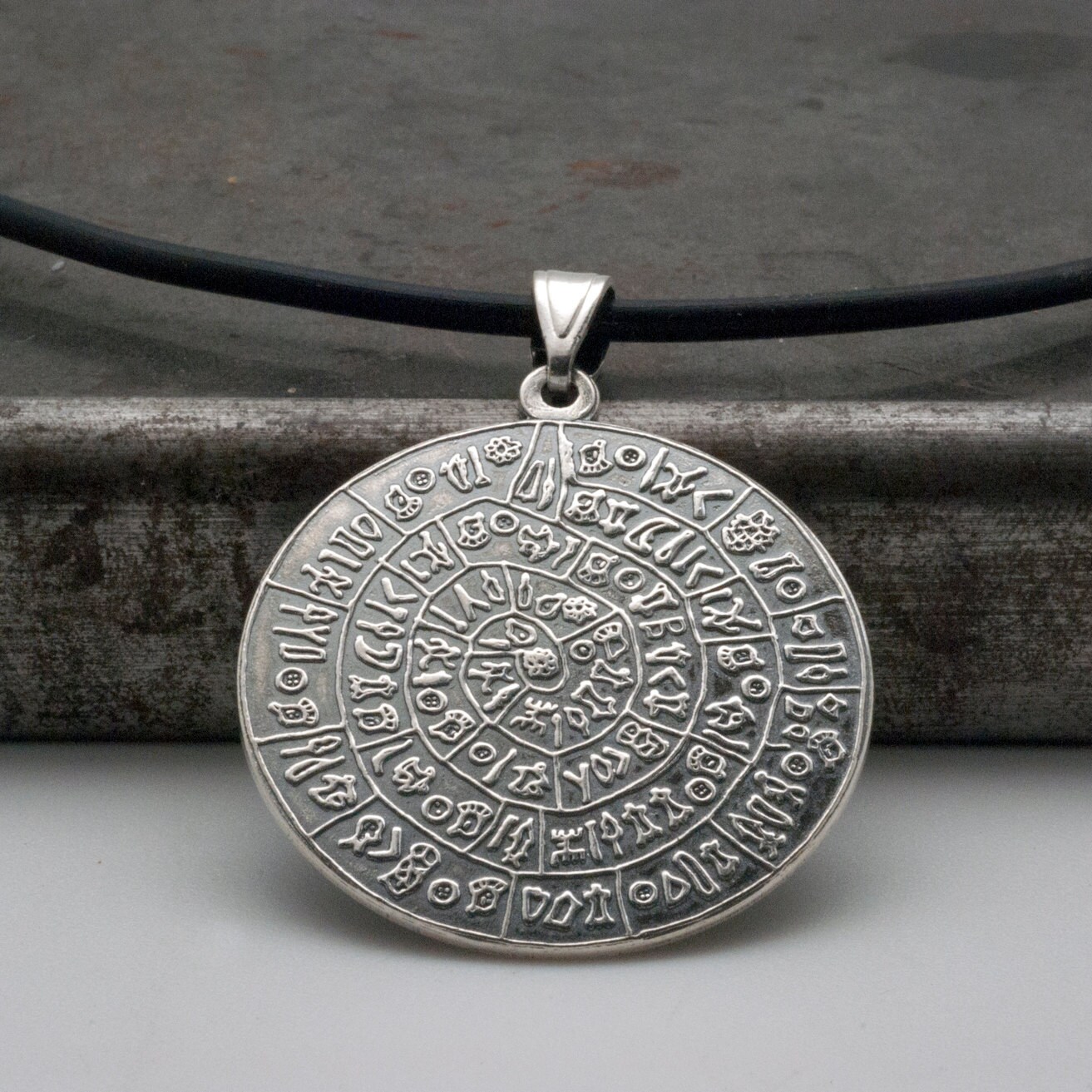 Greek Phaistos Disc Unisex Necklace, Ancient Minoan Crete