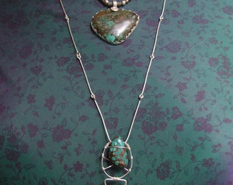 Green turquoise necklace | Etsy