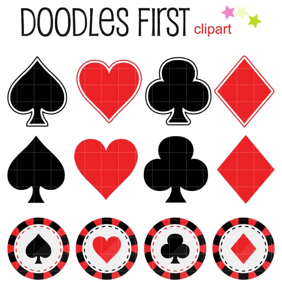 Playing Card Suits Digital Clip Art for Scrapbooking Card