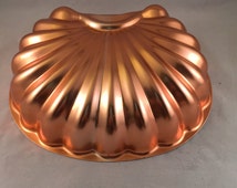 Vintage Large Copper Jello Cooking Mold Kitchen Wall Decor Seashell Design