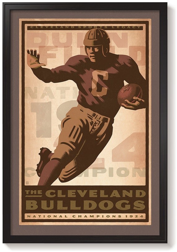 Cleveland Bulldogs Giclee Print unframed and framed