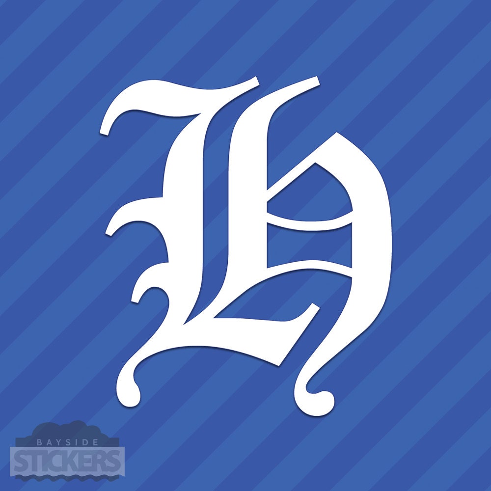 Old English Letter H Initial Vinyl Decal Sticker Diploma Font