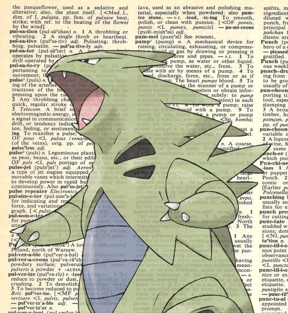 Items similar to Tyranitar Pokemon Dictionary Art Print on Etsy