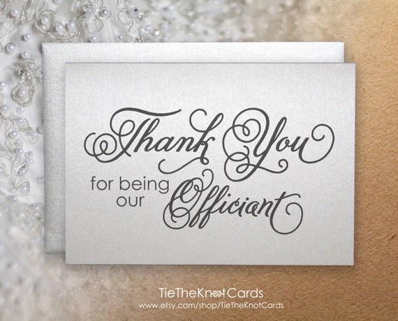 Thank you for being our officiant gift wedding by TieTheKnotCards