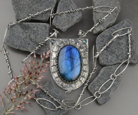 Handmade Sterling Silver and Labradorite Turtle by BWBJewelry