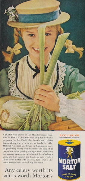 1950s Morton Salt Ad Celery Girl Photo Vintage by AdVintageCom
