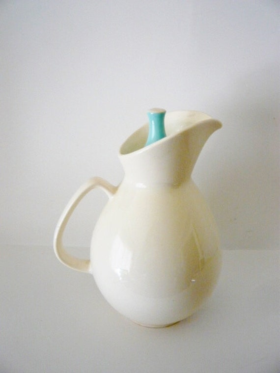 Vintage USA Pottery White Ceramic Coffee Carafe Server with