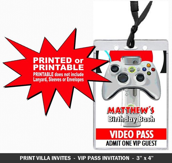 xBox Video VIP Pass Birthday Party Invitation by PrintVillaInvites
