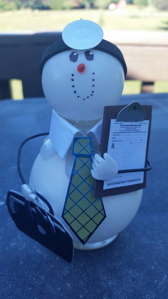 Personalized doctor snowman ornament. Made to by ChristysKorner