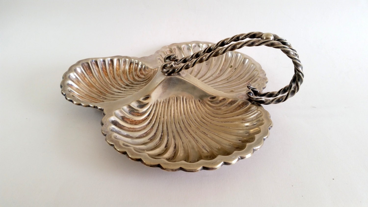 Vintage Mappin & Webb Silver Snack Tray / Divided Serving Dish / Shell ...