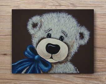 Unique teddy bear painting related items | Etsy