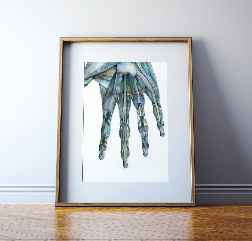 Hand Anatomy Watercolor Art Print