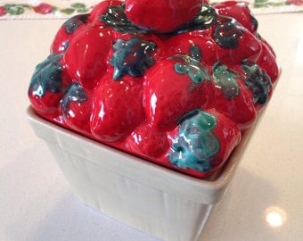 Strawberry cookie jar | Etsy