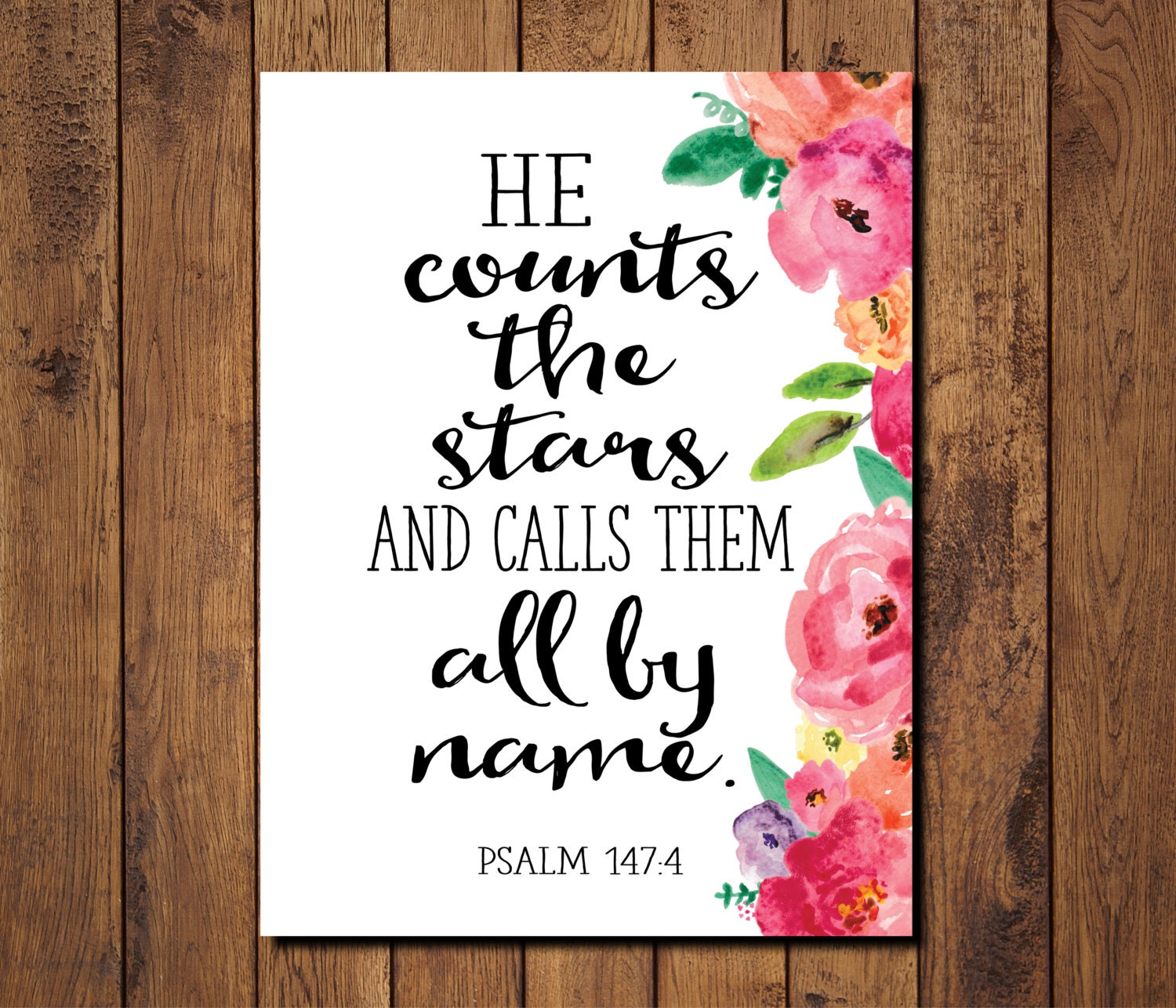 Bible Verse Printable Scripture Print Psalm 147 4 He