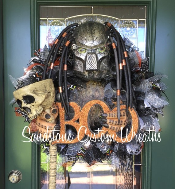 Halloween Wreath Predator Wreath Scary by SandstoneCustmWreath