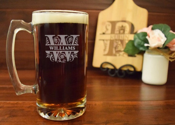 Engraved Beer Mug Regal Split Letter by TimelessTreasuresUSA