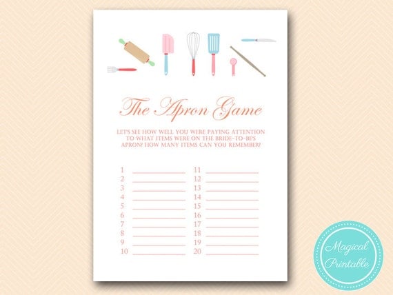 The Apron Game Baking Theme Kitchen Theme Bridal Shower