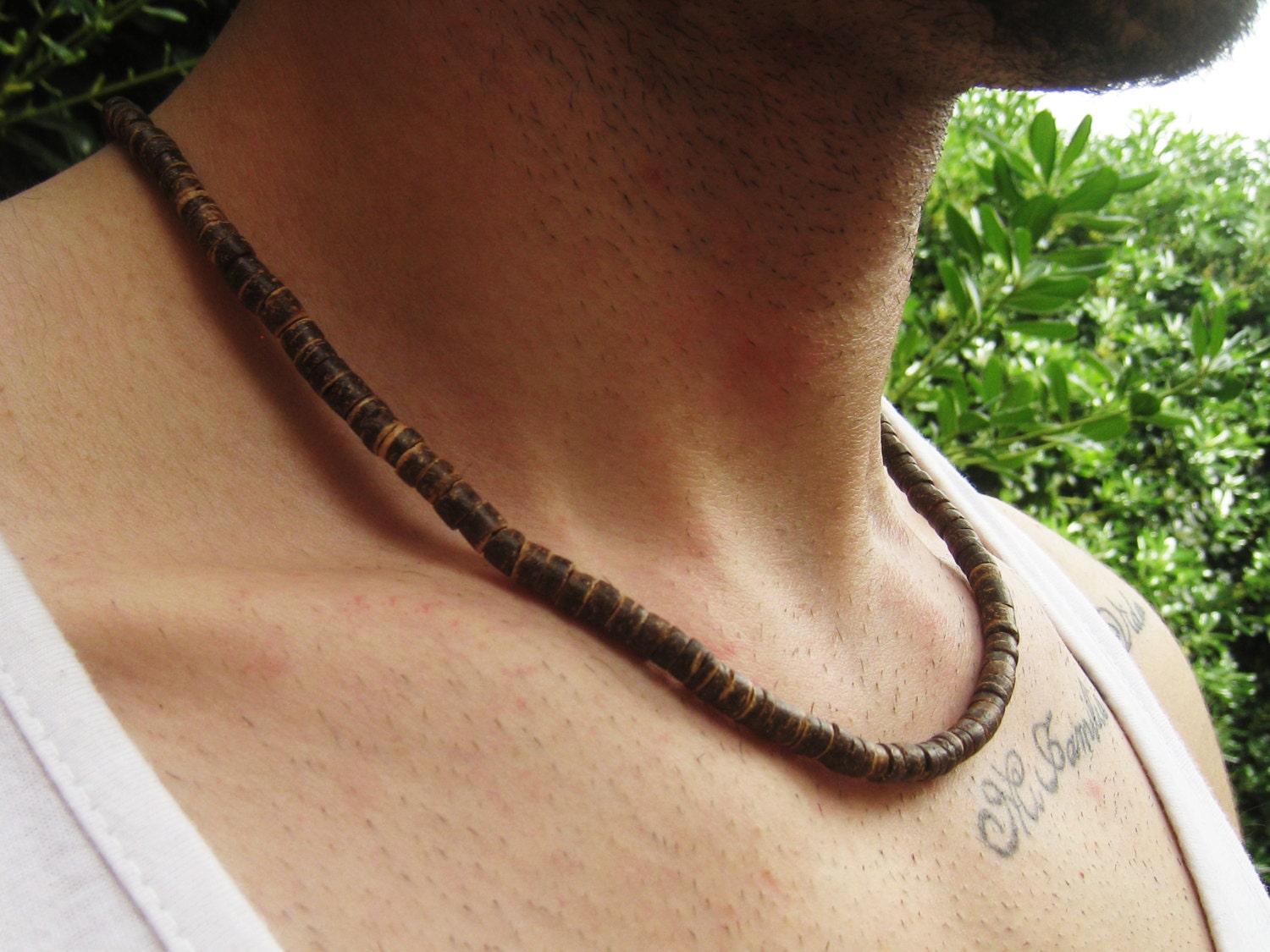 Mens beaded necklaceSurfer necklace Coco shell beads surfer