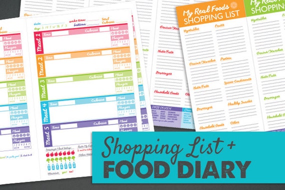 Printable Food Journal Diet Diary Calorie by PowerSnowDesigns