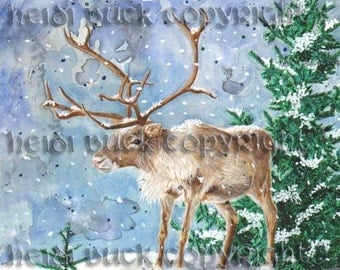 Unique reindeer painting related items | Etsy