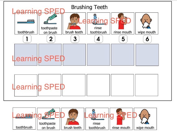 Brushing Teeth Sequence Chart Visual Aid Daily by LearningSPED