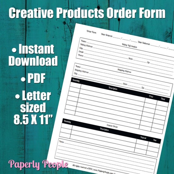Order Form For Creative Products Companies by PaperlyPeople