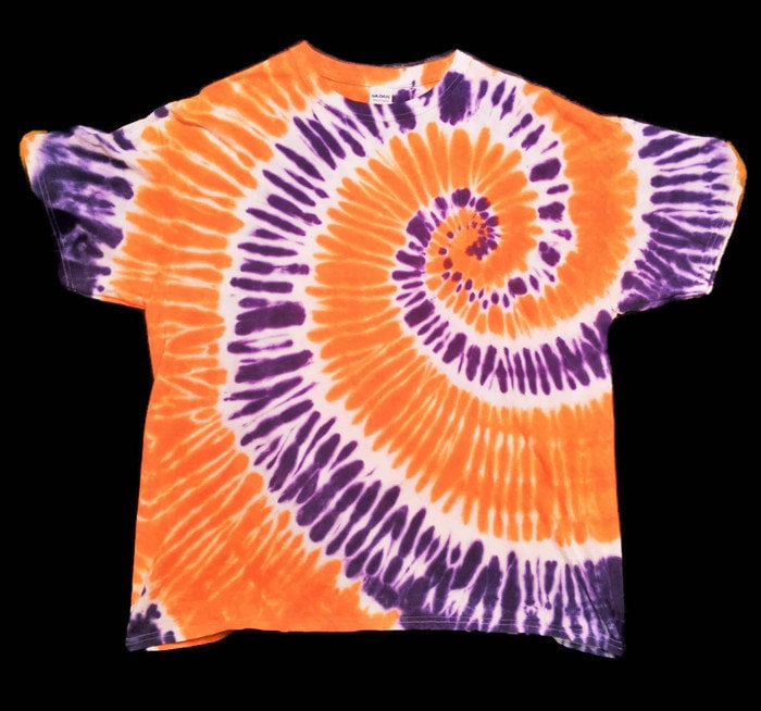 Orange Purple Custom Spiral TIE DYE T-Shirt by MountainLoafers