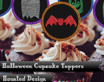 Bat and Moon Spooky Cupcake Toppers Party Decor by HauntedDesign
