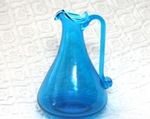 Unique blue glass pitcher related items | Etsy