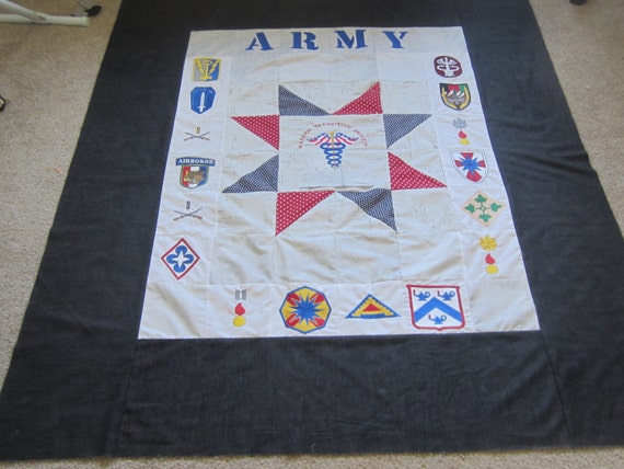Items similar to Custom Military Quilt Embroidered Unit Crest Quilt ...