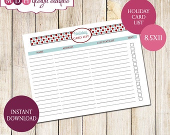 Christmas card list | Etsy