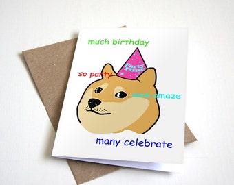 Doge birthday card | Etsy