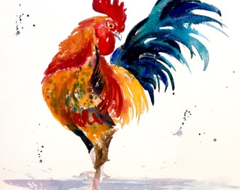 Chicken watercolor | Etsy