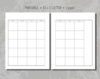 Blank calendar pdf | Etsy