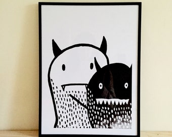 Little monster art | Etsy