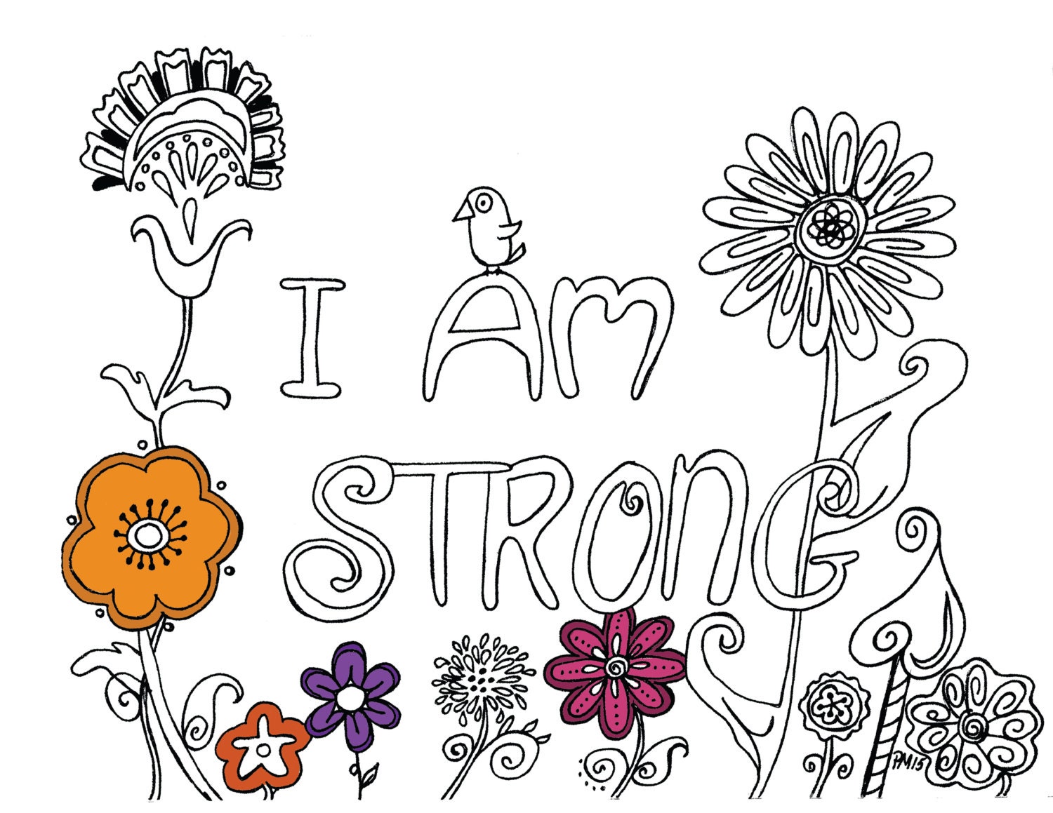 I am Strong Printable Affirmation Coloring Page